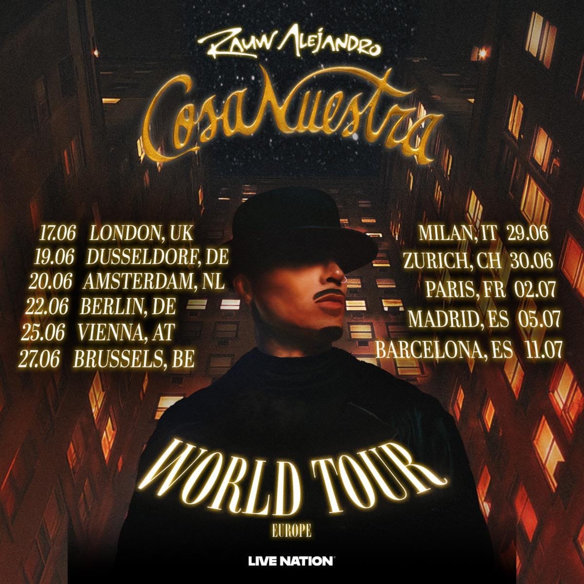 Rauw Alejandro anuncia su gira "Cosa Nuestra World Tour"